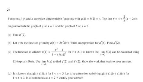 Solved 2 Functions F G And H Are Twice Differentiable
