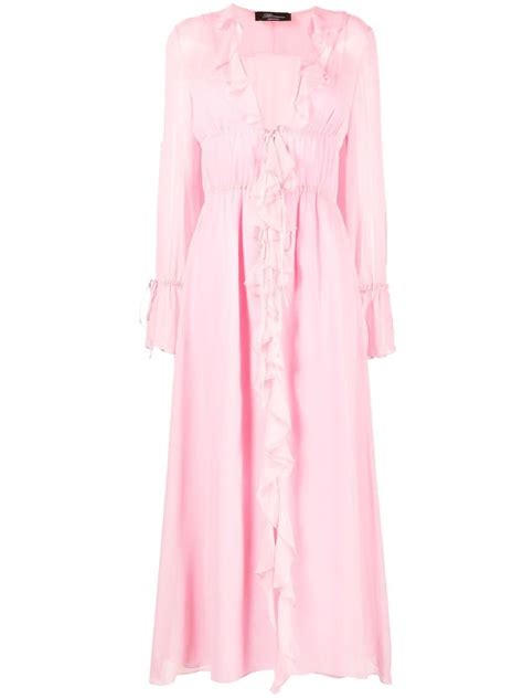 Buy Blumarine Ruffled Silk Maxi Dress Pink At 35 Off Editorialist