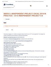 Week 5 Independent Project Excel 2019 In Practice Ch 6 Computer