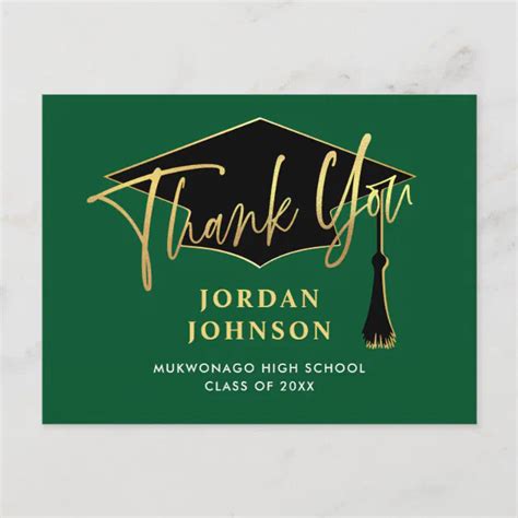 Modern Simple Minimalist Graduation Thank You Announcement Postcard