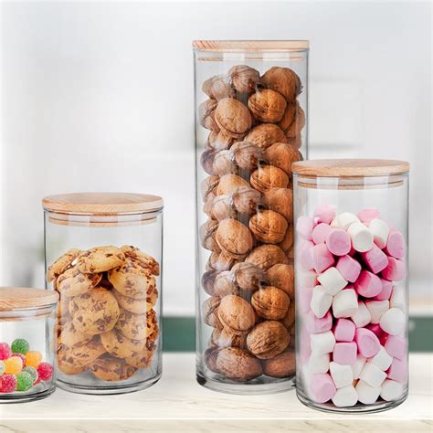 Pojemnik kuchenny szklany z drewnianą pokrywą Trend Glass ml Tadar pl
