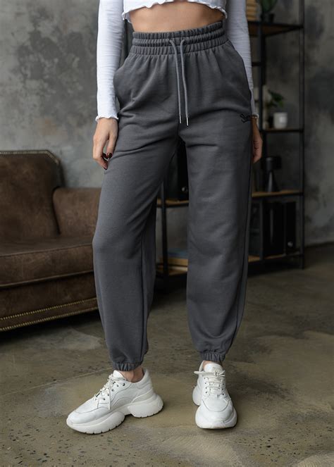 Джогери жіночі Staff Ea Gray сірі для жінки з логотипом бавовняні ціна