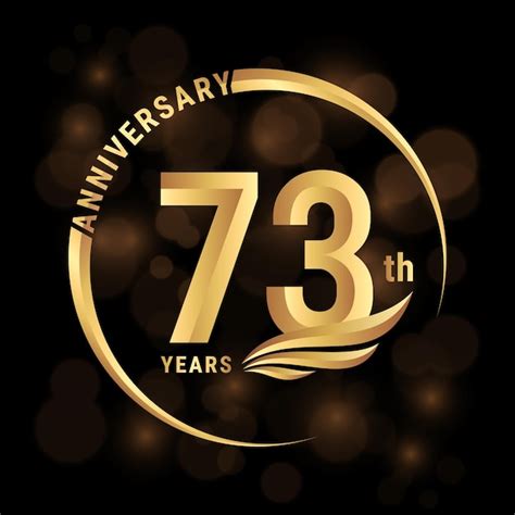 73 jähriges Jubiläum Logo Design mit goldenen Flügeln und Ring Logo