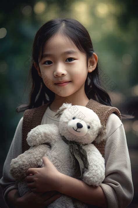 抱着毛绒玩具的女孩小可爱图片 包图网