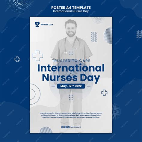 기하학적 국제 간호사의 날 포스터 템플릿 무료 Psd 파일