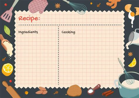 Print Recipe Card Templates For Making Notes About Preparation Of Food