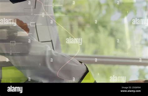 Animation Of Statistics Processing Over Male And Female Architect