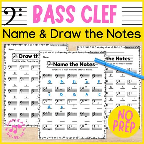 Bass Clef Name And Draw The Notes Music Theory Worksheets For Note Reading