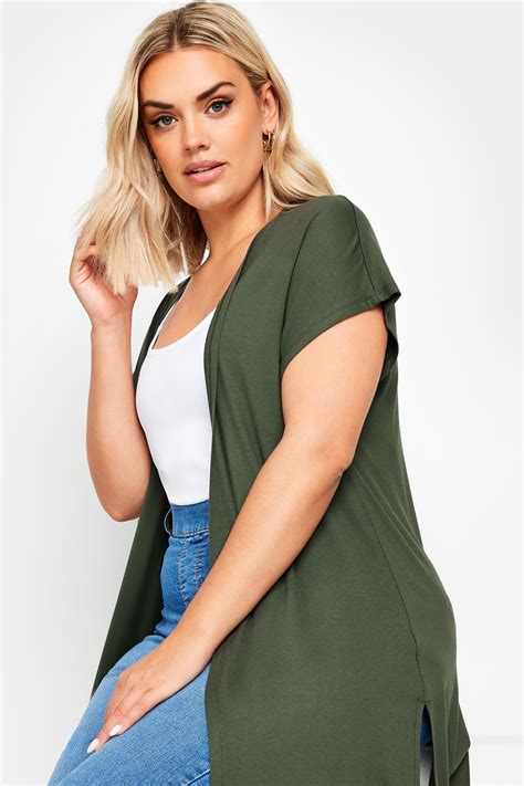 Yours Plus Size Khaki Green Short Sleeve Cardigan Yours Clothing