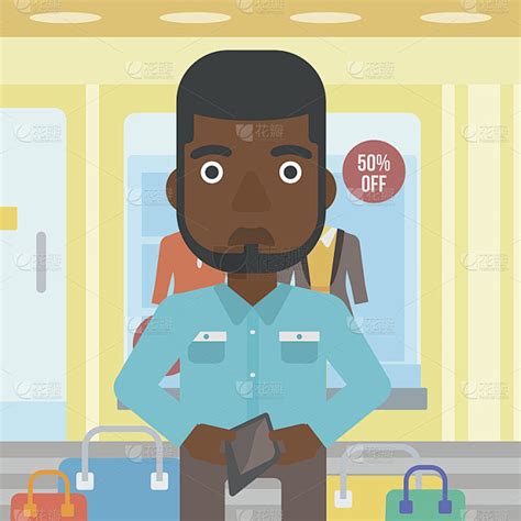 男子显示空钱包矢量插图