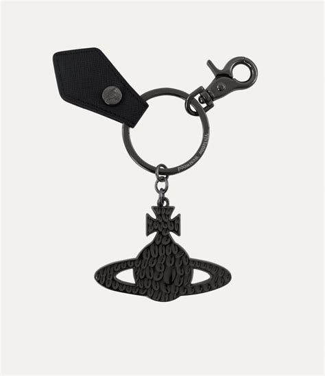 Saffiano Hammered Orb Gunmetal Keyring In Black Vivienne Westwood®