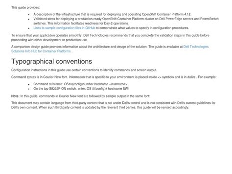 Document Purpose Implementation Guide—red Hat Openshift Container Platform 4 12 On Intel