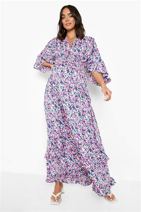 Maternity Frill Hem Wrap Maxi Dress Boohoo