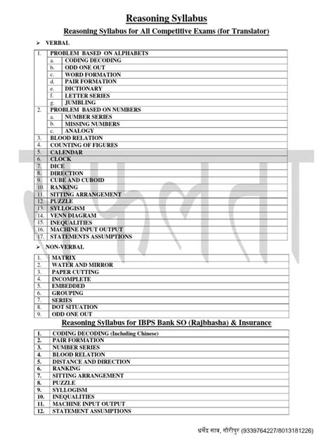 Reasoning Syllabus Pdf