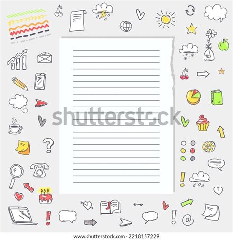 Empty Lined Note Book Page Many Stock Vector Royalty Free 2218157229 Shutterstock