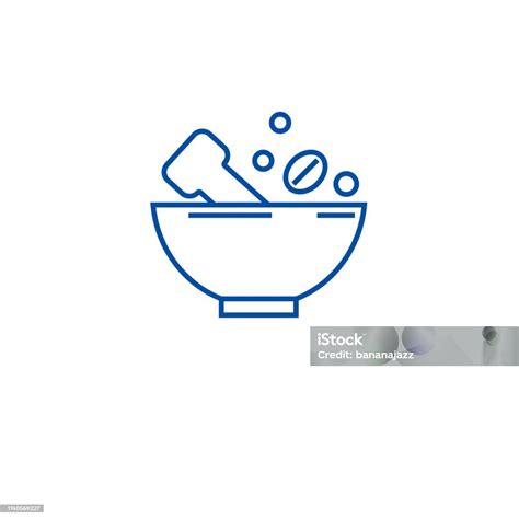 研磨香料線圖示概念研磨香料平向量標誌 標誌 概述例證向量圖形及更多研缽和研杵圖片 研缽和研杵 磨碎食品 黃薑 Istock