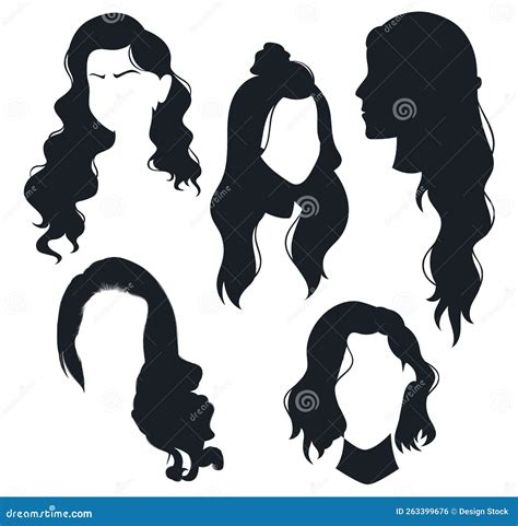 Set Of Variety Women S Hairstyles Vectors Silhouettes Stock Illustration Illustration Of Sign