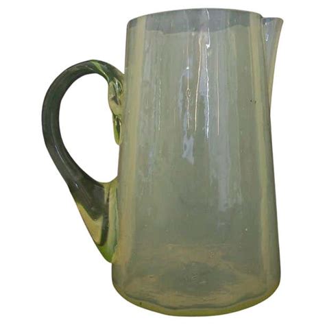 Antique Opalescent Vaseline Glass Cream Pitcher Unsigned Usa