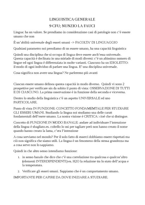 Manuale Di Linguistica Docsity