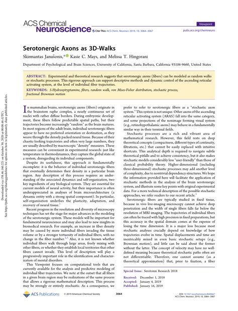 pdf serotonergic axons as 3d walks