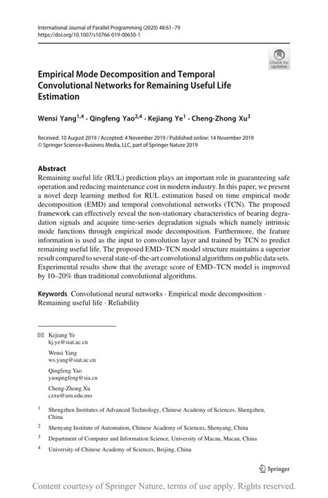Empirical Mode Decomposition And Temporal Convolutional Networks For Remaining Useful Life