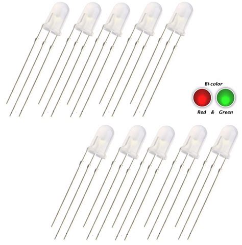 X Mm Led Bi Colour Red Green Diffused Common Anode All Top Notch