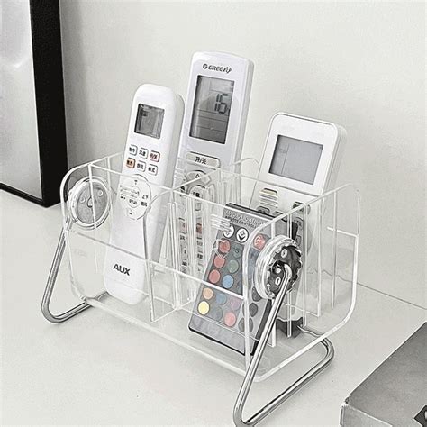 루시아이 특가투명 스탠드 리모컨 정리함 다용도 거치대 수납함 리모콘 소품 꽂이 분할 칸막이 멀티 정리 보관 수납 필기구