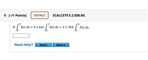 Solved 5 [ 1 Points] Details Scalcet9 5 2 058 Mi If K F X Dx 9 2