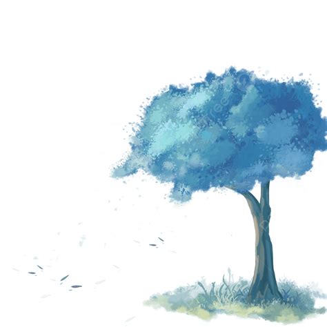 Árbol De Elementos Ilustrados Claros En Color Frío Png Dibujos
