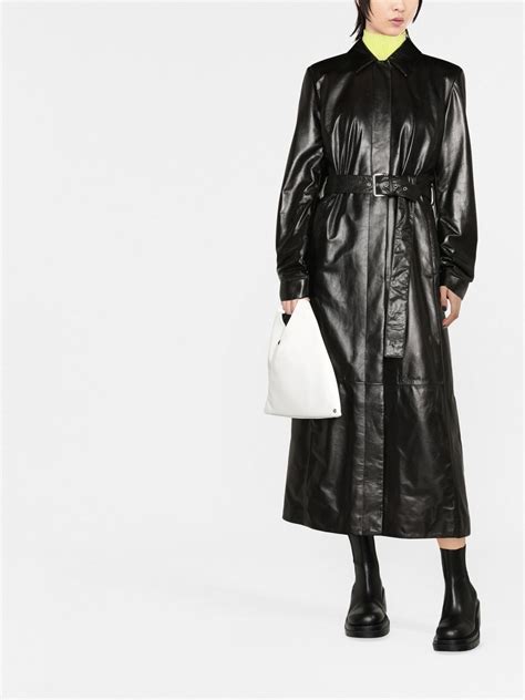 Buy Drome Belted Leather Trench Coat Black At Off Editorialist