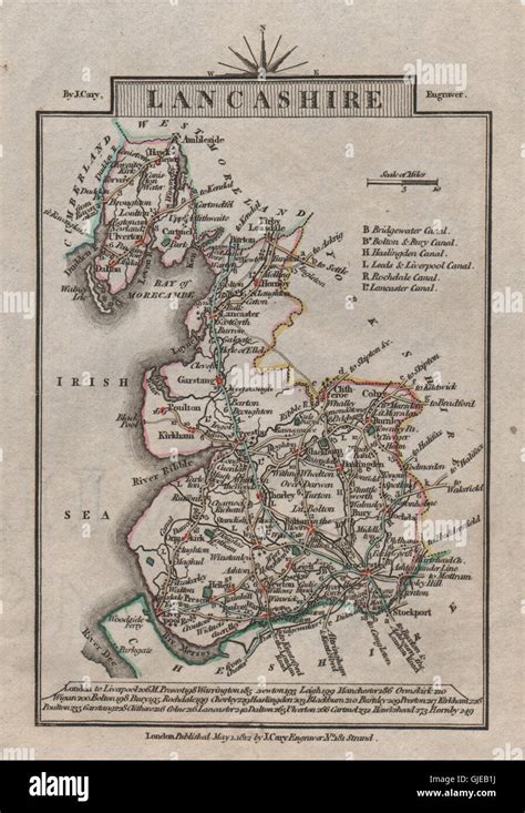 Lancashire By John Cary Miniature Antique County Map Original Colour