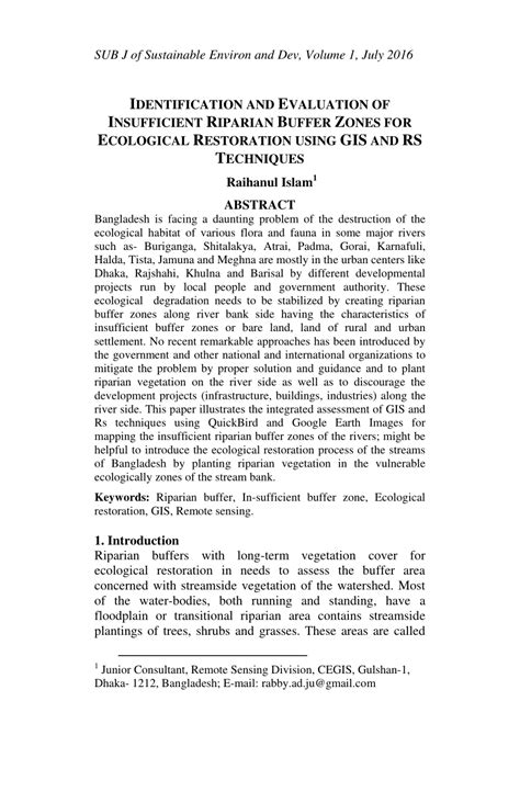 Pdf Identification And Evaluation Of Insufficient Riparian Buffer Zones For Ecological