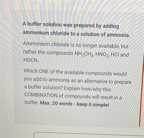 Solved A Buffer Solution Was Prepared By Adding Ammonium