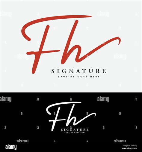 F H Fh Initial Letter Logo Alphabet Fh Handwritten Signature Logo Stock Vector Image Art