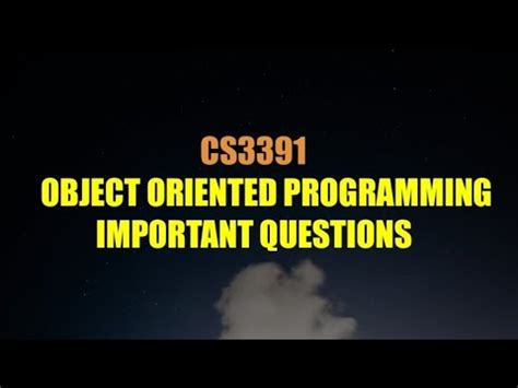 CS Object Oriented Programming Important Questions YouTube