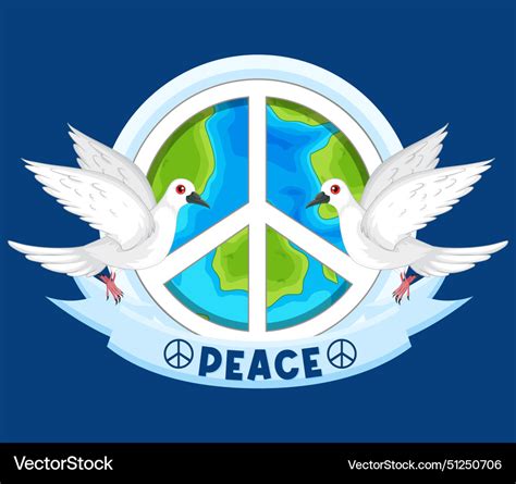 Doves Flying Around Peace Symbol And Earth Vector Image