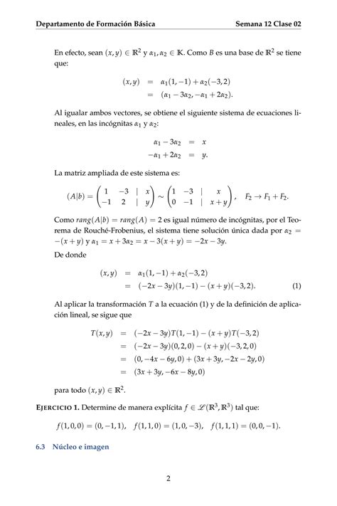 SOLUTION Nucleo E Imagen De Una Aplicacion Lineal Semana 12 Clase 2