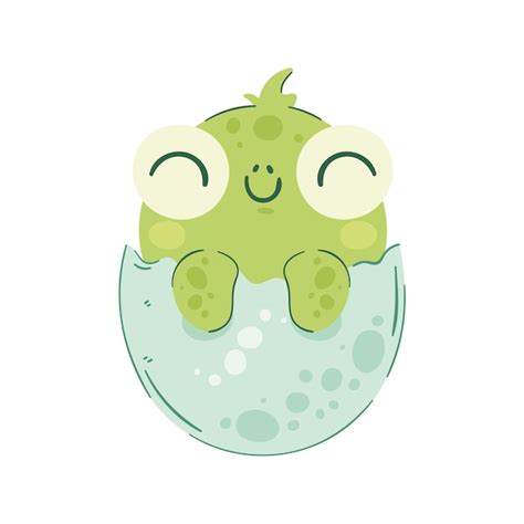 Happy Turtle Coming Out Of Its Egg Premium Vector