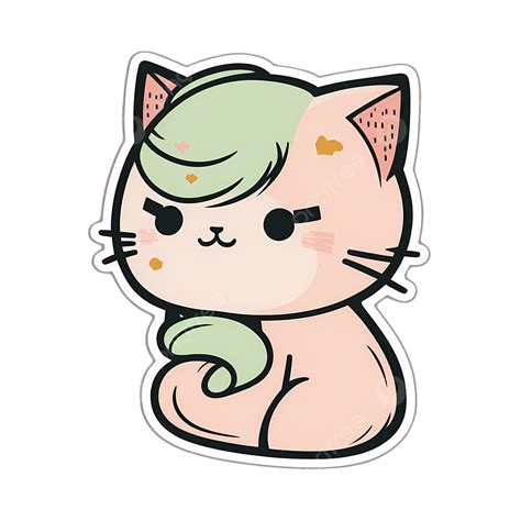 Etiqueta Engomada Linda Del Gato Del Gatito De La Historieta Del Gatito