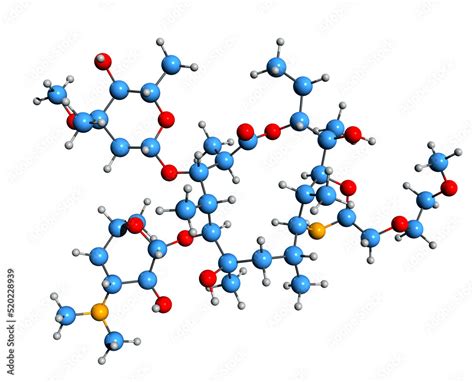 3d Image Of Dirithromycin Skeletal Formula Molecular Chemical