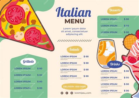 Plantilla De Menú De Restaurante De Pizza Italiana Vector Premium