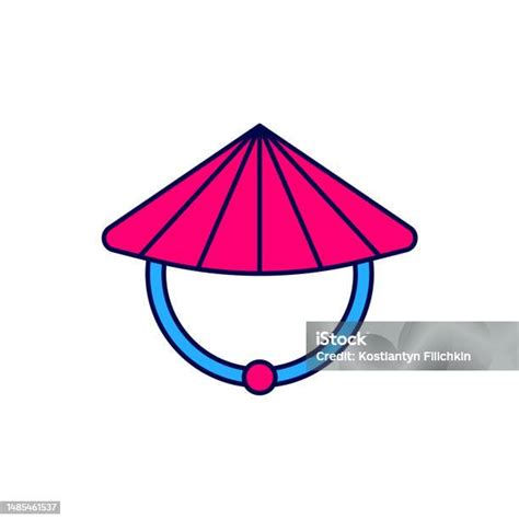 채워진 윤곽선 아시아 또는 중국 원뿔형 밀짚모자 아이콘은 흰색 배경에 분리되어 있습니다 벡터 0명에 대한 스톡 벡터 아트 및 기타 이미지 Istock