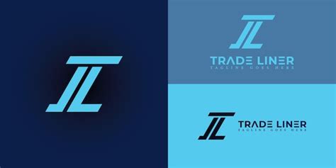 Abstract inicial letra TL ou logotipo LT em cor azul isolado em várias
