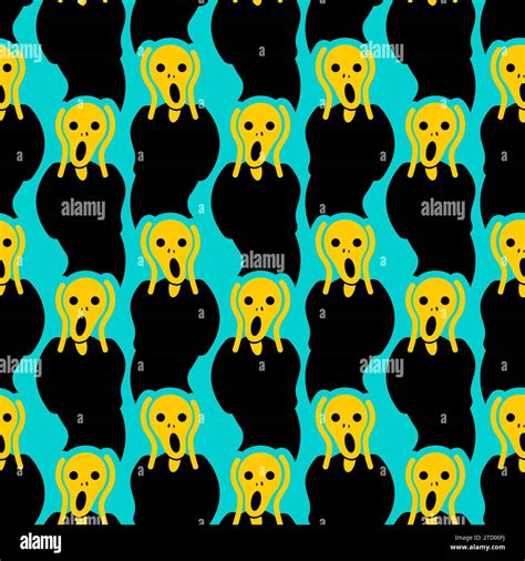Scream Munch Pattern Seamless Man Is Scared And Screaming Background Art Horror Ornament Stock