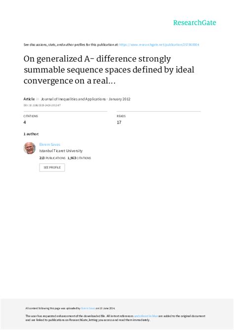 Pdf On Generalized A Difference Strongly Summable Sequence Spaces