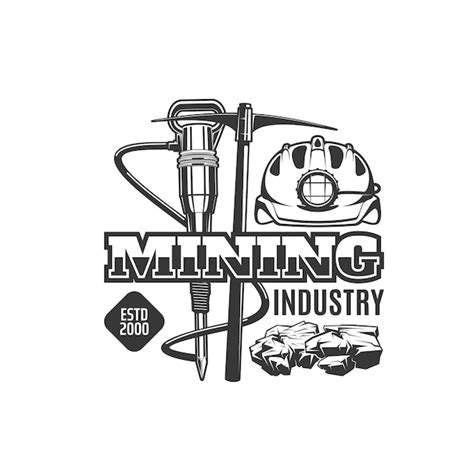 Premium Vector Mining Industry Icon With Jackhammer Pickaxe And