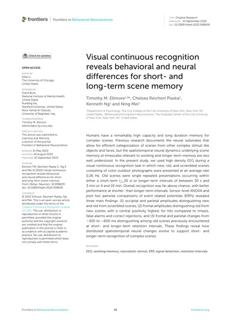 Pdf Visual Continuous Recognition Reveals Behavioral And Neural