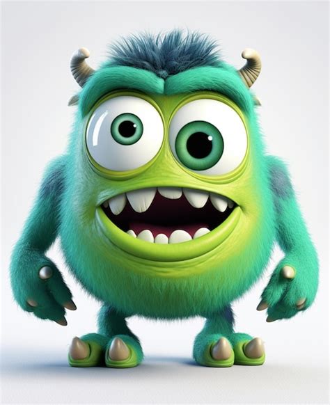 Premium AI Image Funny Green Cartoon Monster On White Background