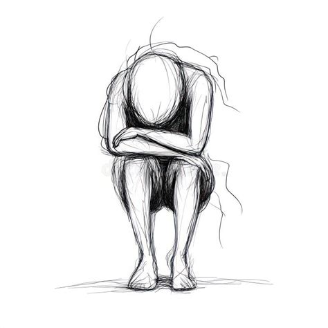 Illustration Of A Person Struggling With Depression Stock Illustration