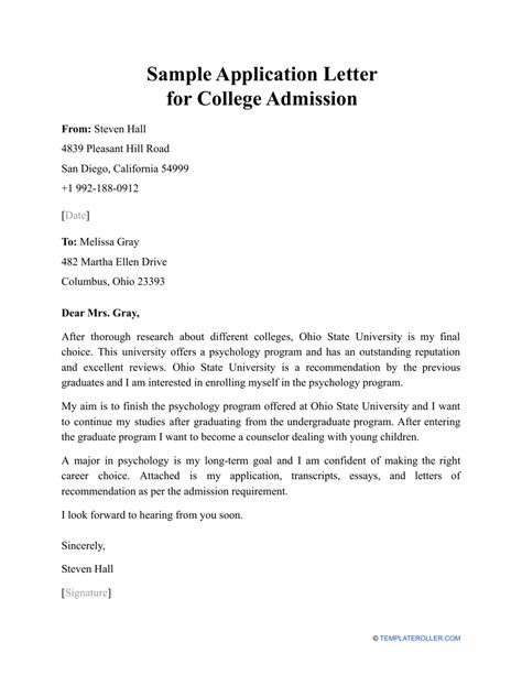 Inspiring College Application Letter Examples To Help You Stand Out